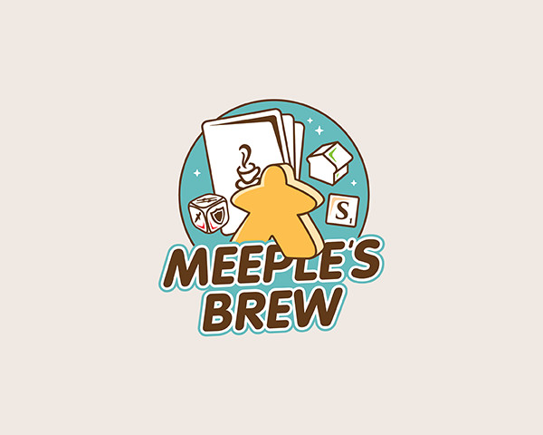 Meeple’s Brew Board Game Cafe Logo | HeatherADesign